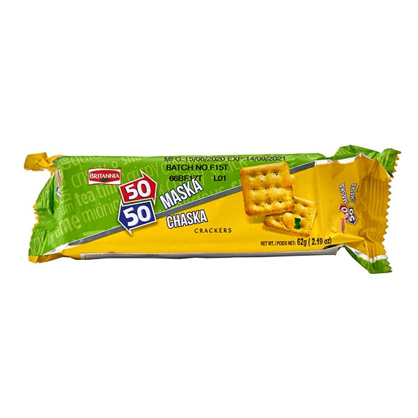 Britannia 50-50 Maska Chaska Crackers 62g – India Bazaar Online Indian ...